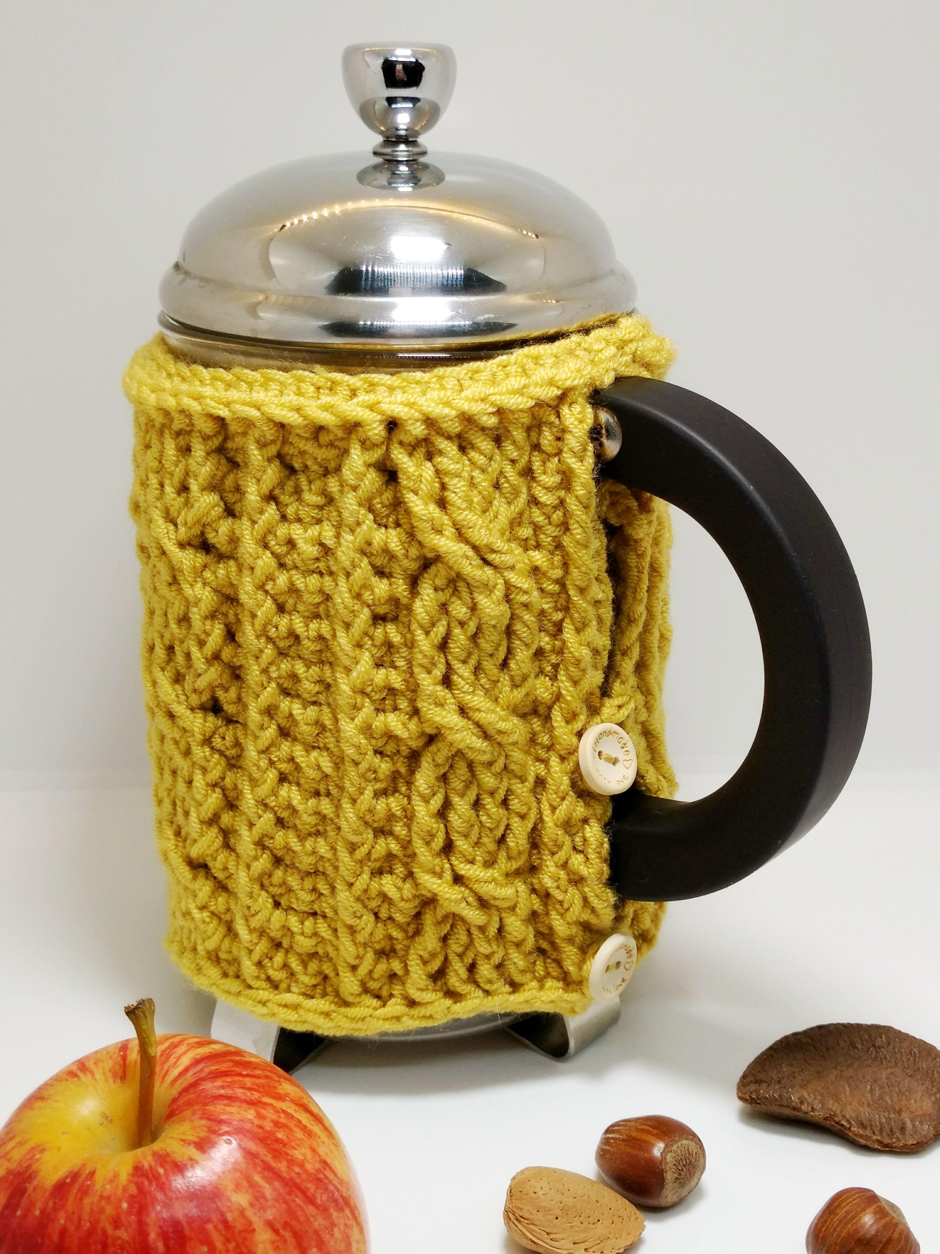 Easy Cable Coffee Cosy | FaveCrafts.com