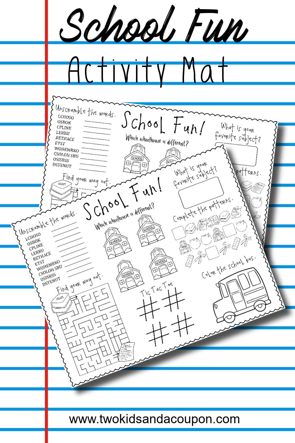 Free Back To School Printable Activities Place Mat | DIYIdeaCenter.com