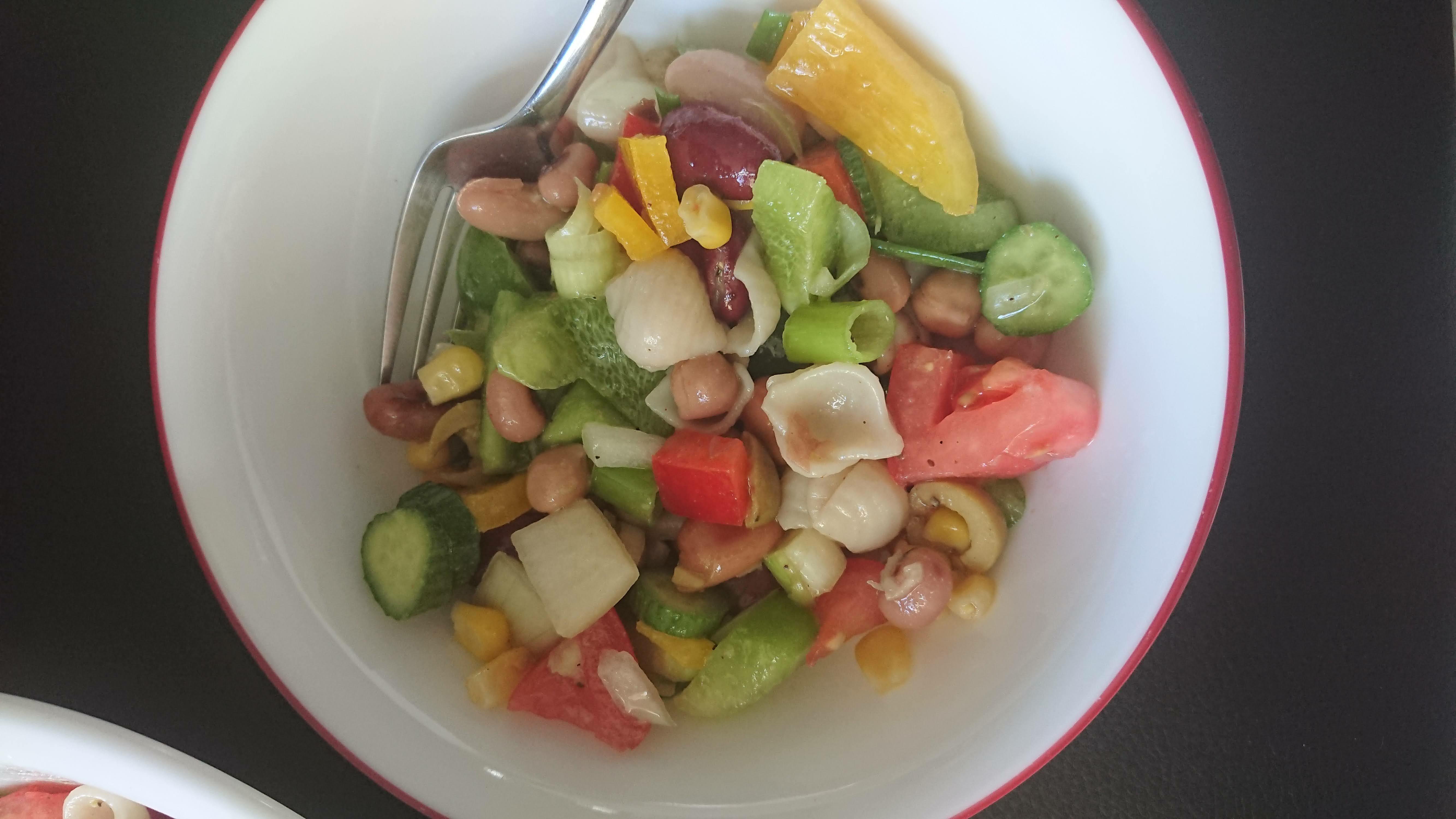 Six Bean Salad With Gluten Free Pasta | FaveGlutenFreeRecipes.com