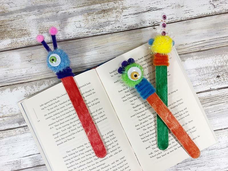 Easy Popsicle Stick Monster Bookmark Craft | FaveCrafts.com
