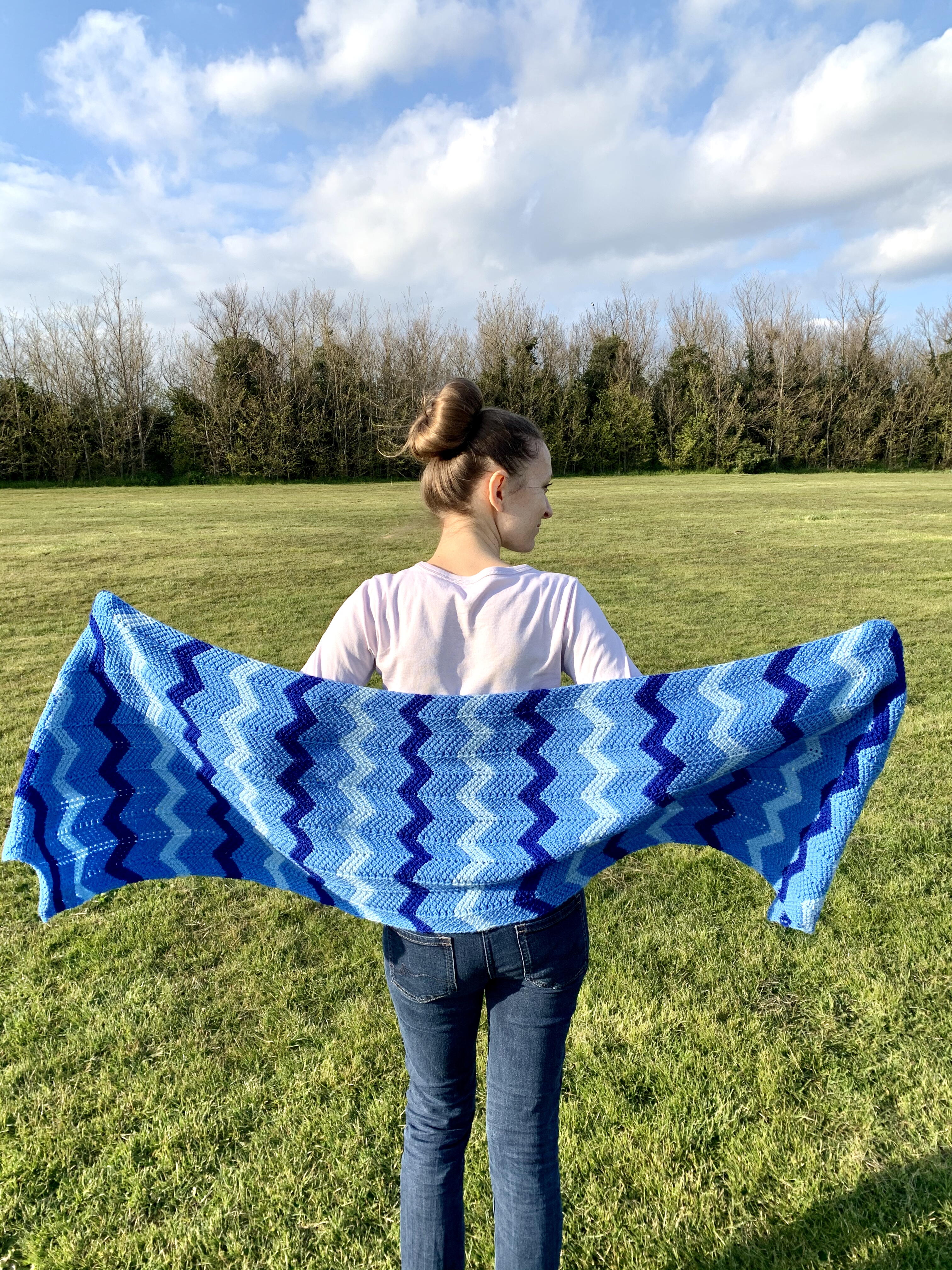 Sky Walk Tunisian Chevron Shawl | AllFreeCrochet.com