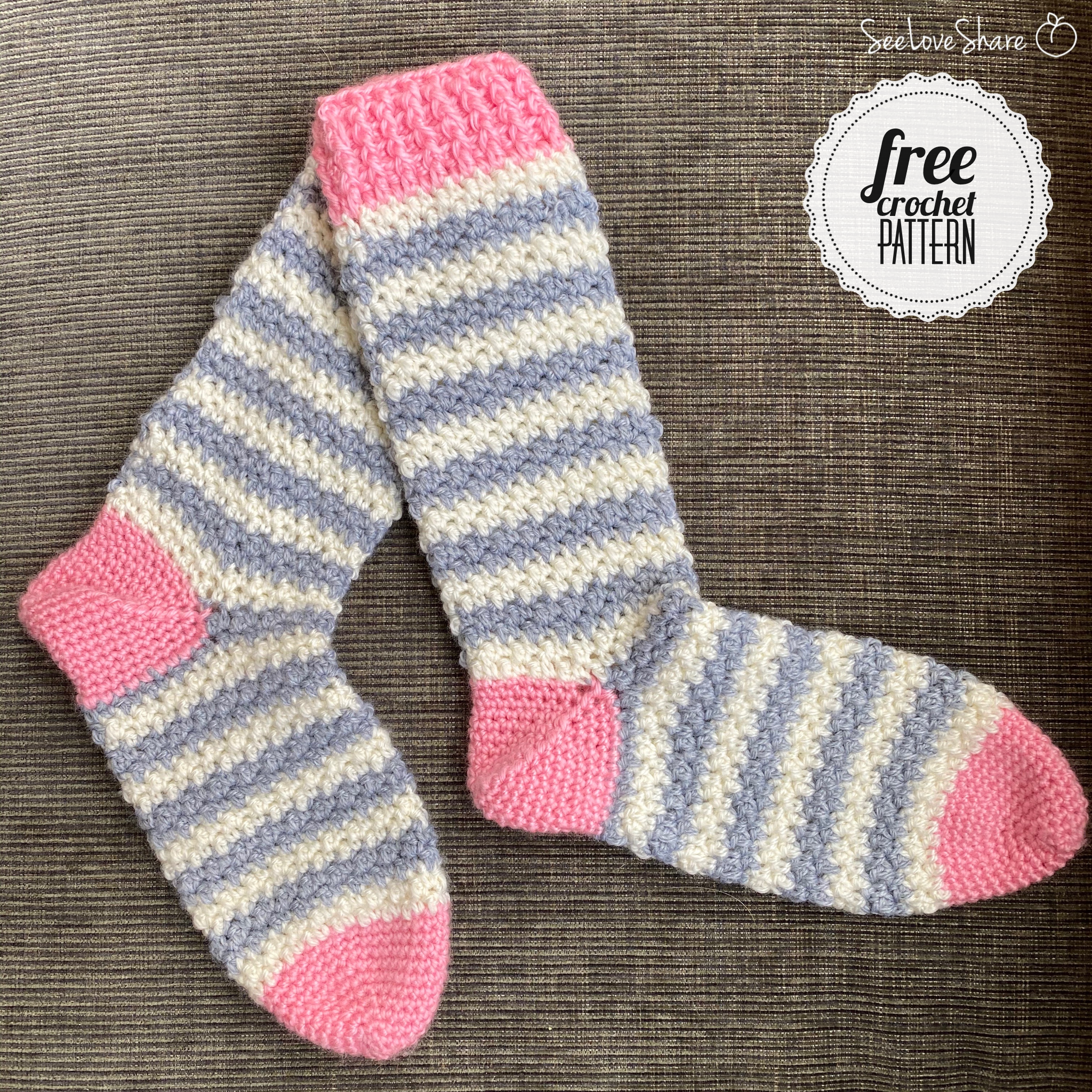 Softee Striped Socks | AllFreeCrochet.com