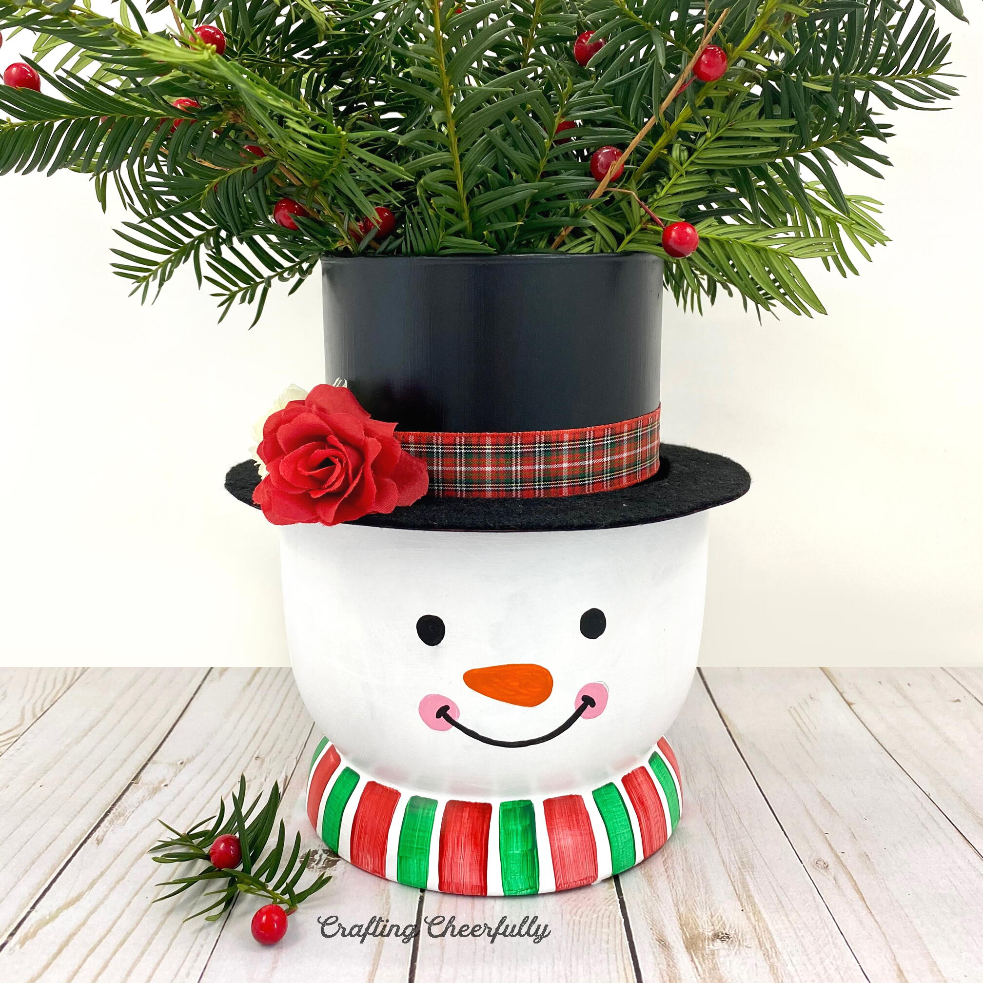 Diy Snowman Vase | AllFreeChristmasCrafts.com