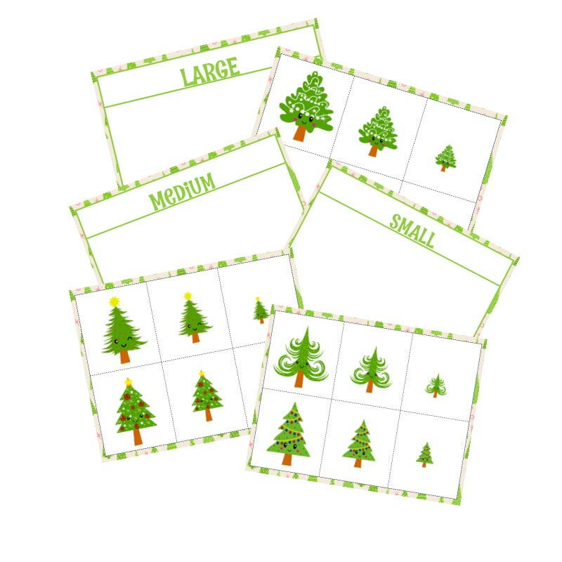 Christmas Tree Size Sorting Printable Activity | AllFreeKidsCrafts.com