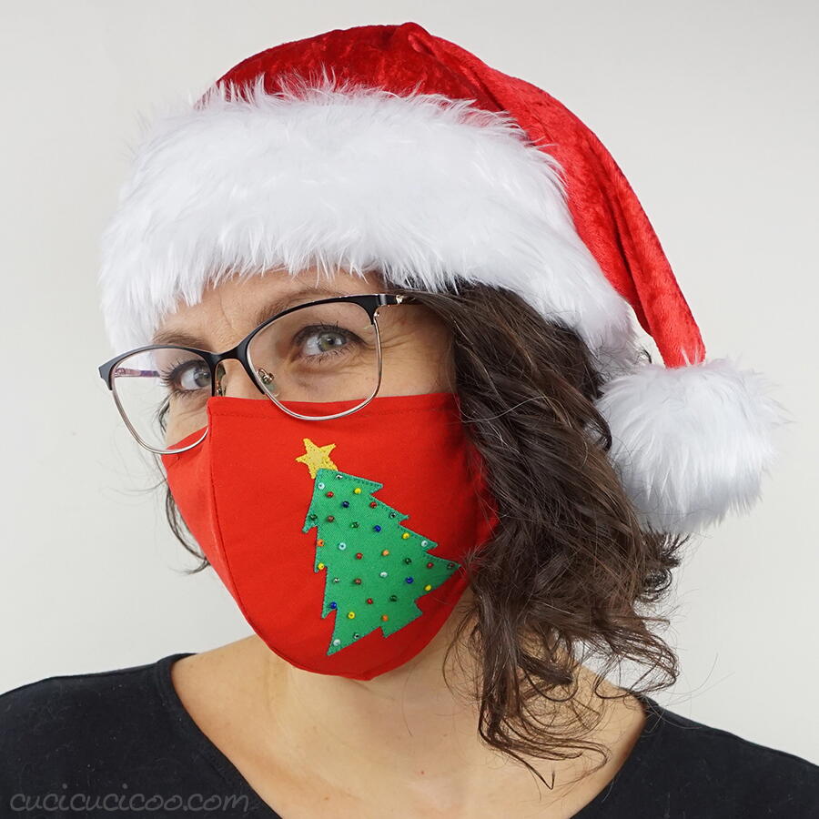 DIY Christmas Tree Face Mask | AllFreeSewing.com