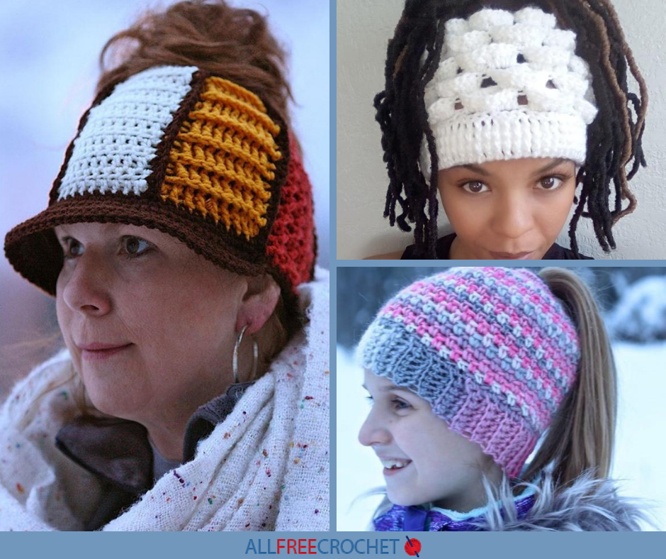 30+ Messy Bun Hat Patterns (Crochet) | AllFreeCrochet.com