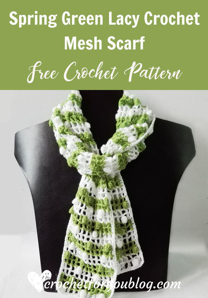 Spring Green Lacy Crochet Mesh Scarf | AllFreeCrochet.com