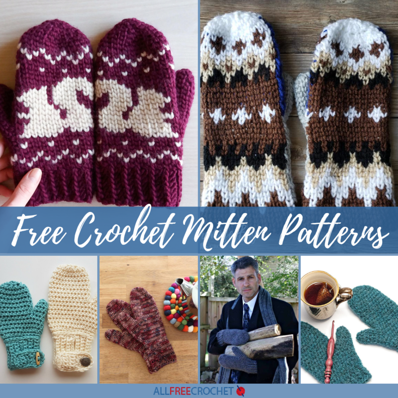 Crocheted Mitten Pattern | AllFreeCrochet.com