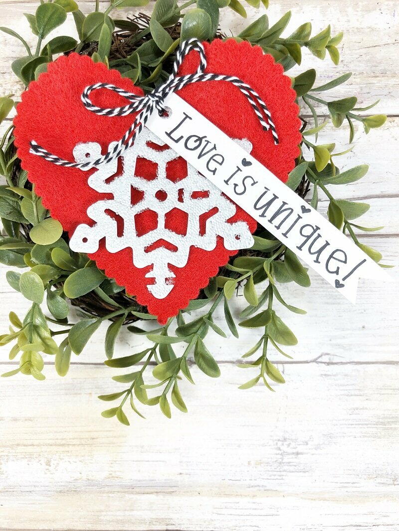 Glittery Snowflake Heart Valentines | AllFreeHolidayCrafts.com