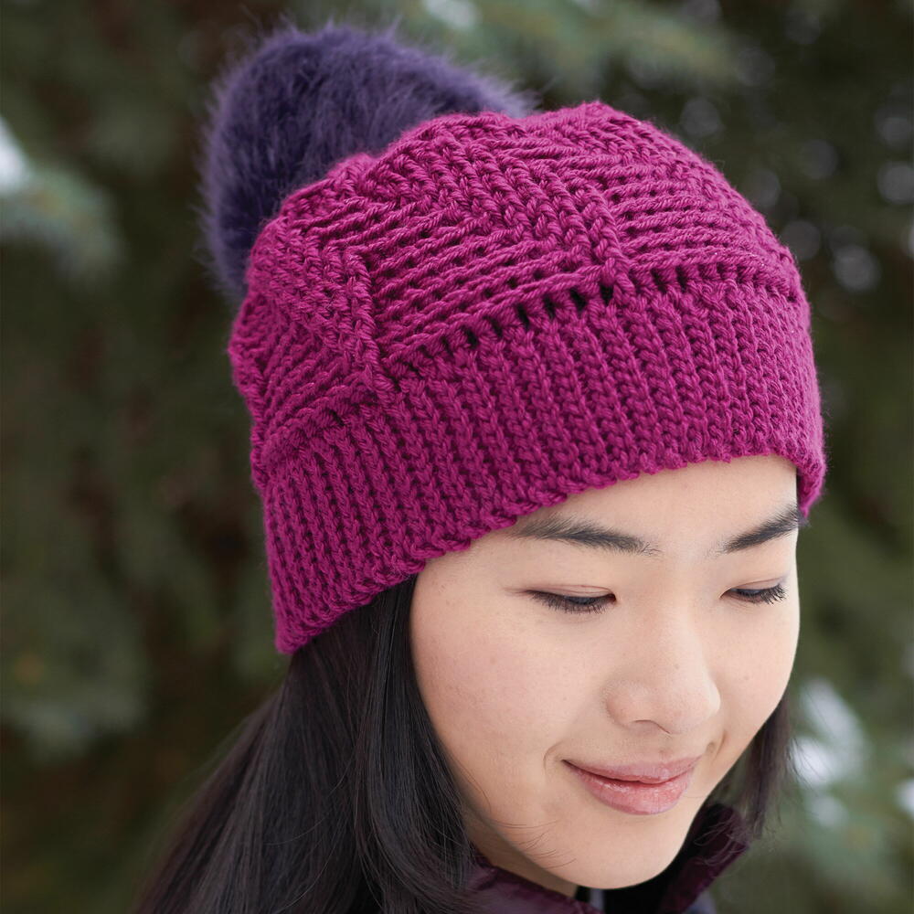 Radiant Orchid Pom Hat | AllFreeCrochet.com