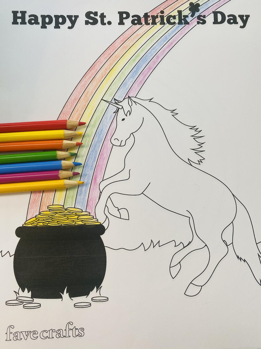 Unicorn St. Patrick's Day Coloring Page | FaveCrafts.com