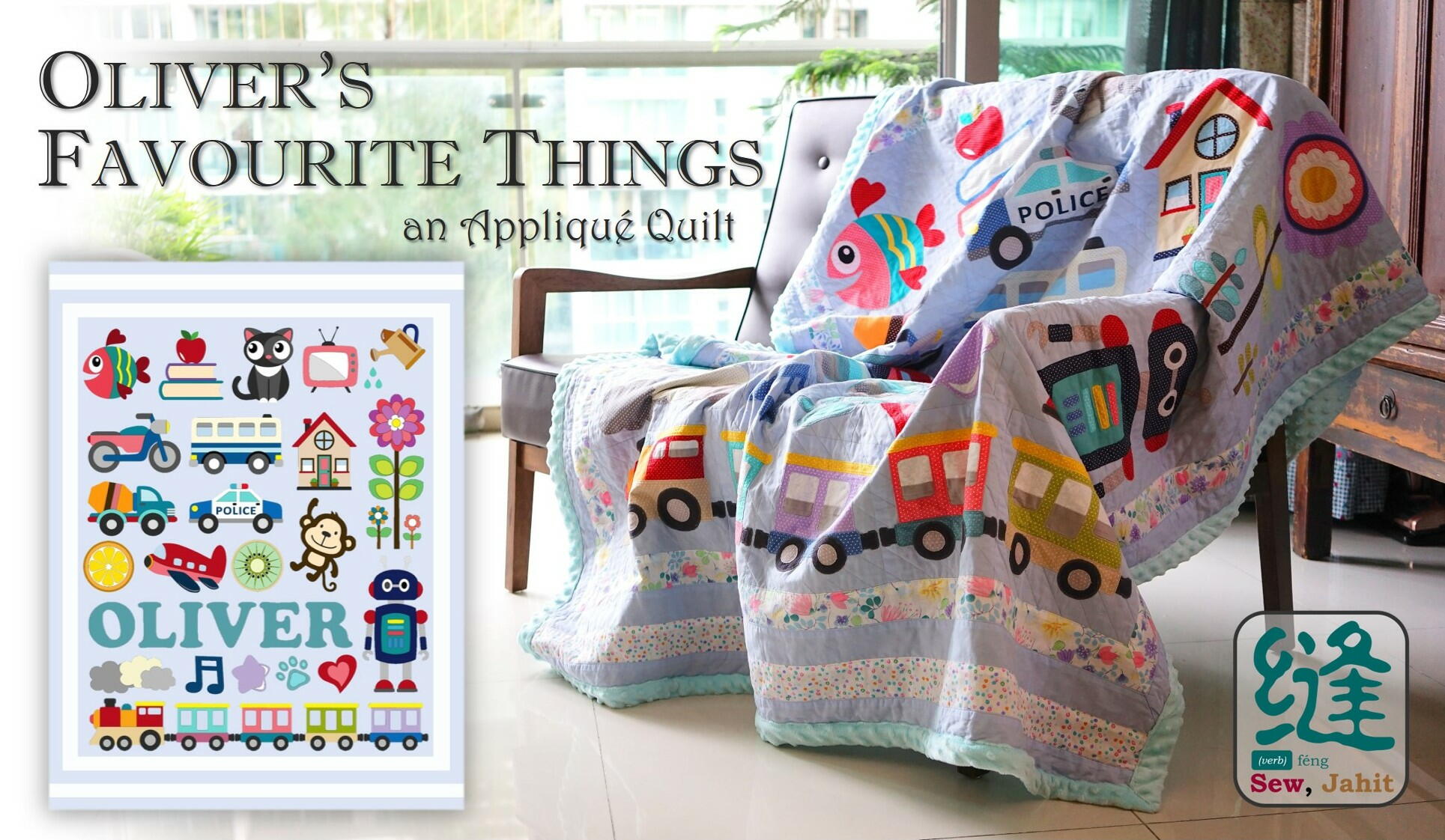 Oliver's Favourite Things Applique Quilt | FaveQuilts.com