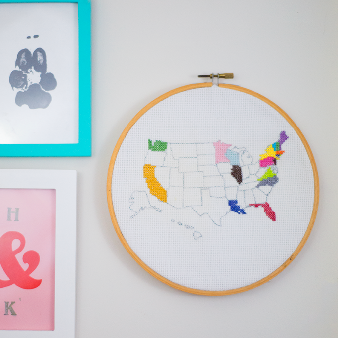DIY Cross Stitch Travel Map | AllFreeSewing.com