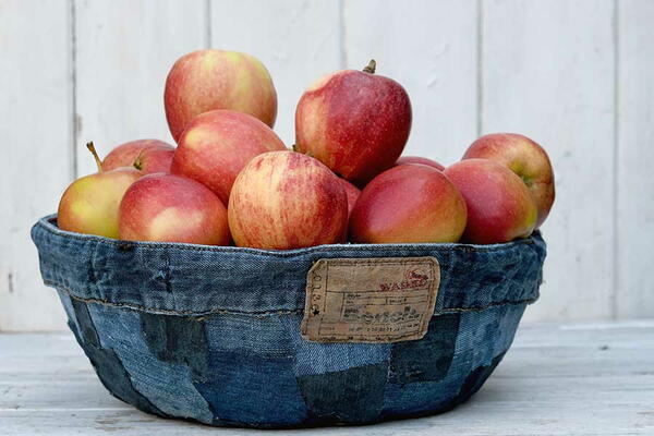 Upcycled Denim Fruit Bowl | DIYIdeaCenter.com