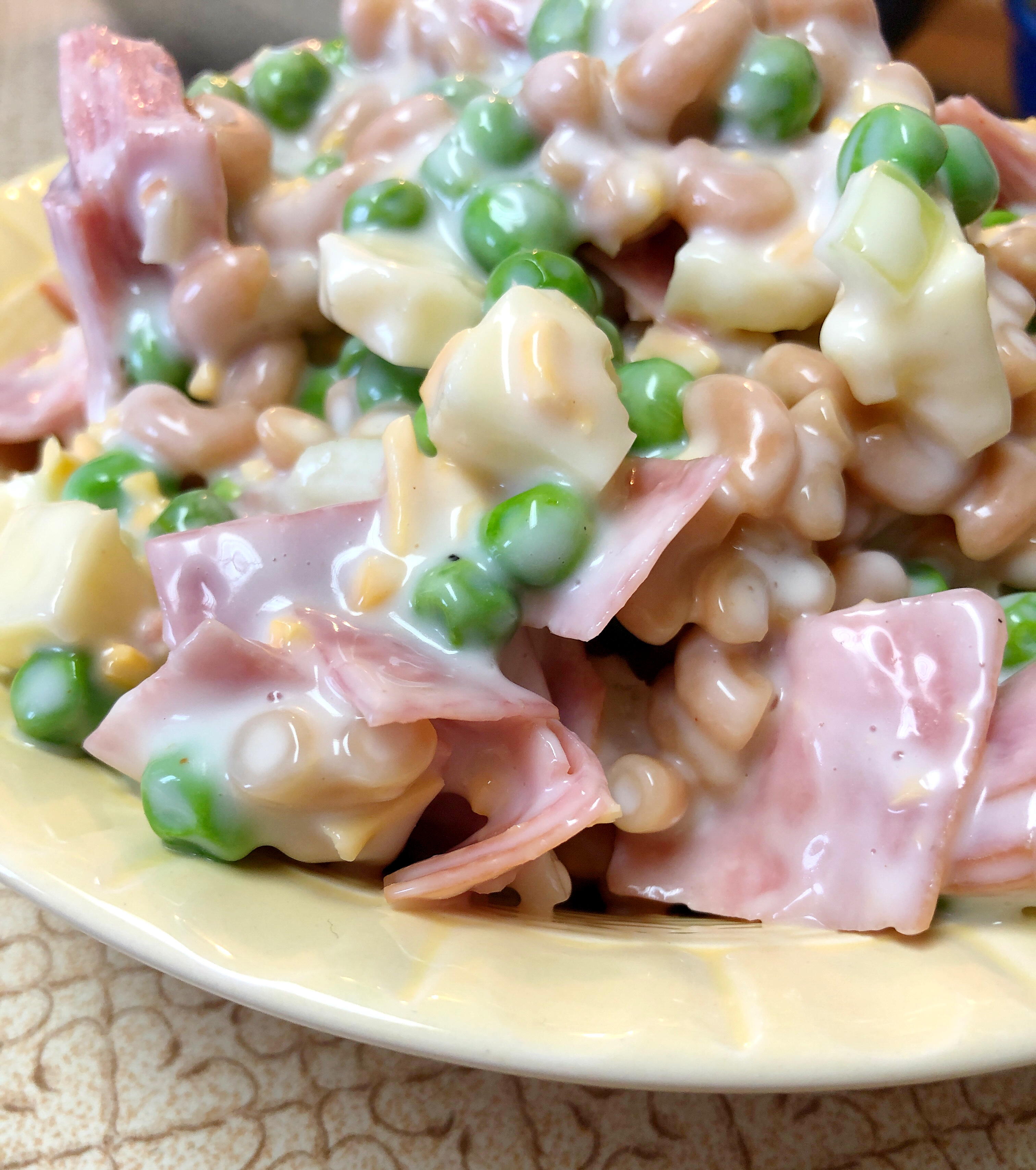 Creamy Legume Pasta Ham Salad | FaveSouthernRecipes.com