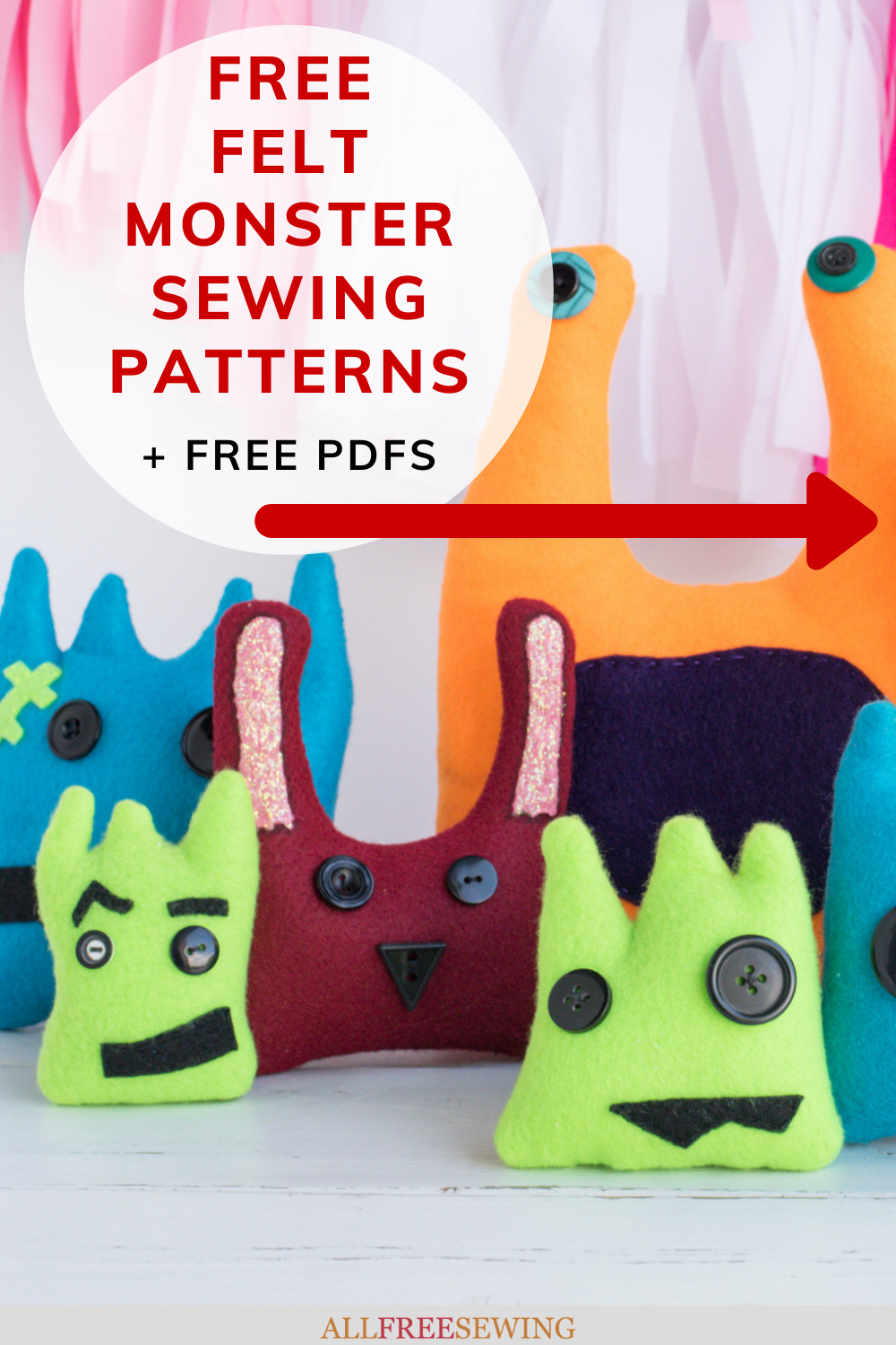 Kid-Friendly Felt Monster Patterns (Free PDFs!) | AllFreeSewing.com