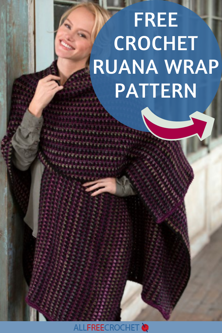 Around Town Crochet Ruana Wrap Pattern (Free!) | AllFreeCrochet.com