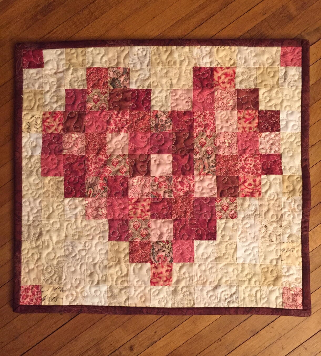 Happy Heart Quilt — A Scrappy Mini Quilt Pattern | AllFreeSewing.com