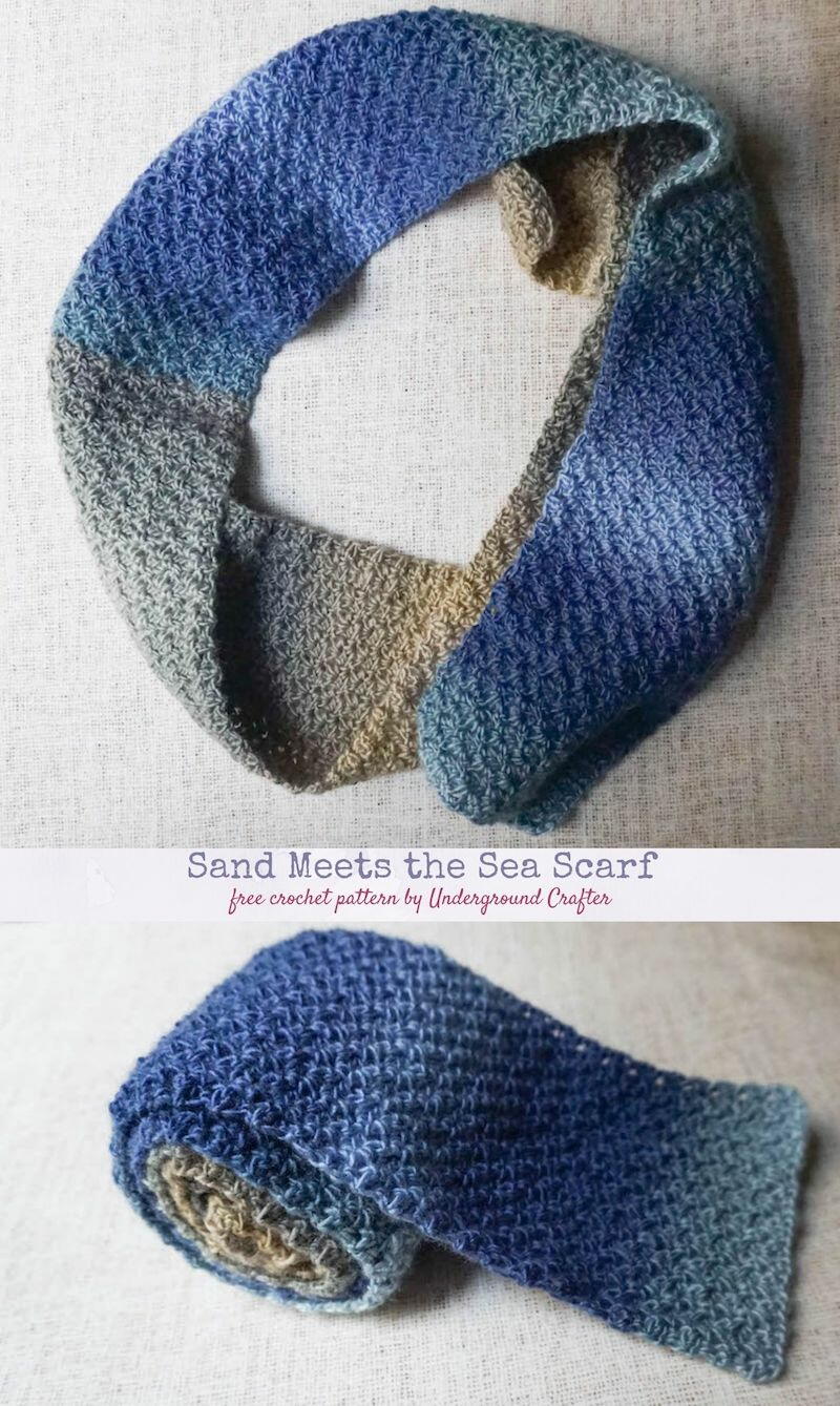 Sand Meets The Sea Scarf | AllFreeCrochet.com