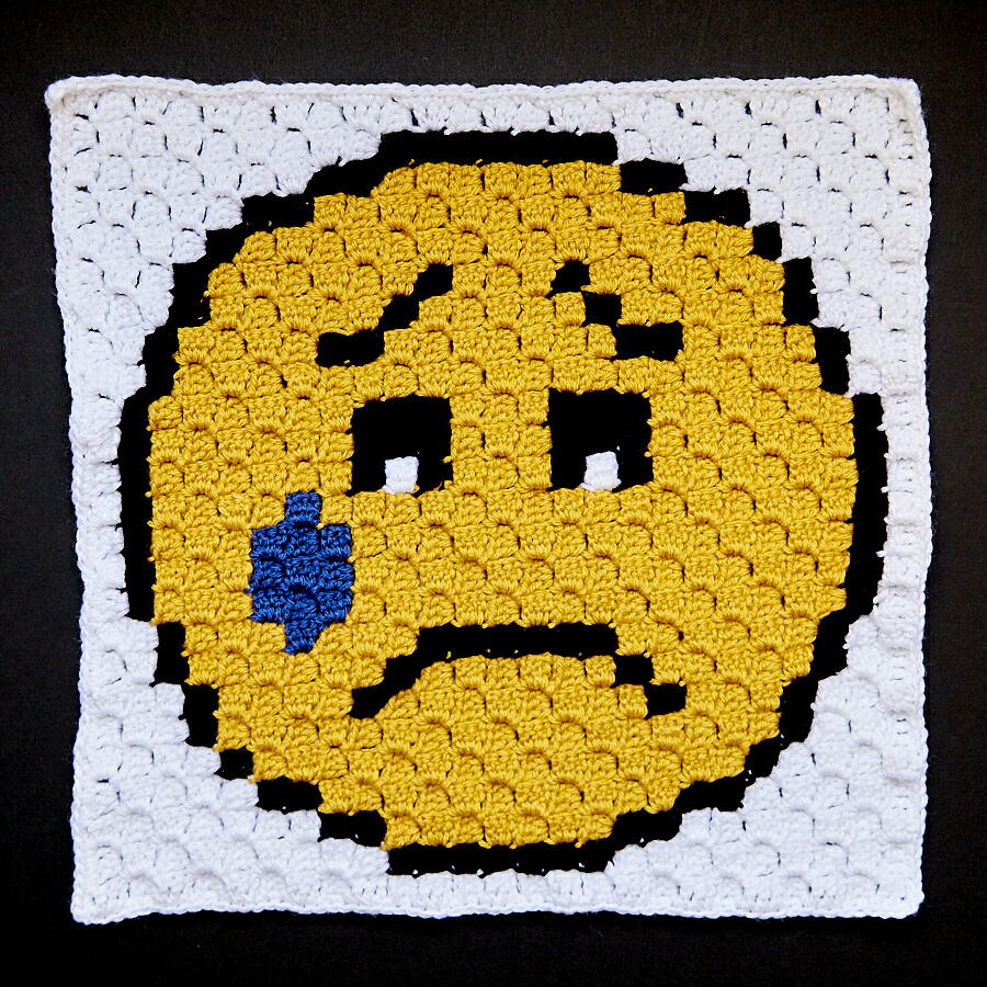Sad Emoji C2c Crochet Block | AllFreeCrochet.com