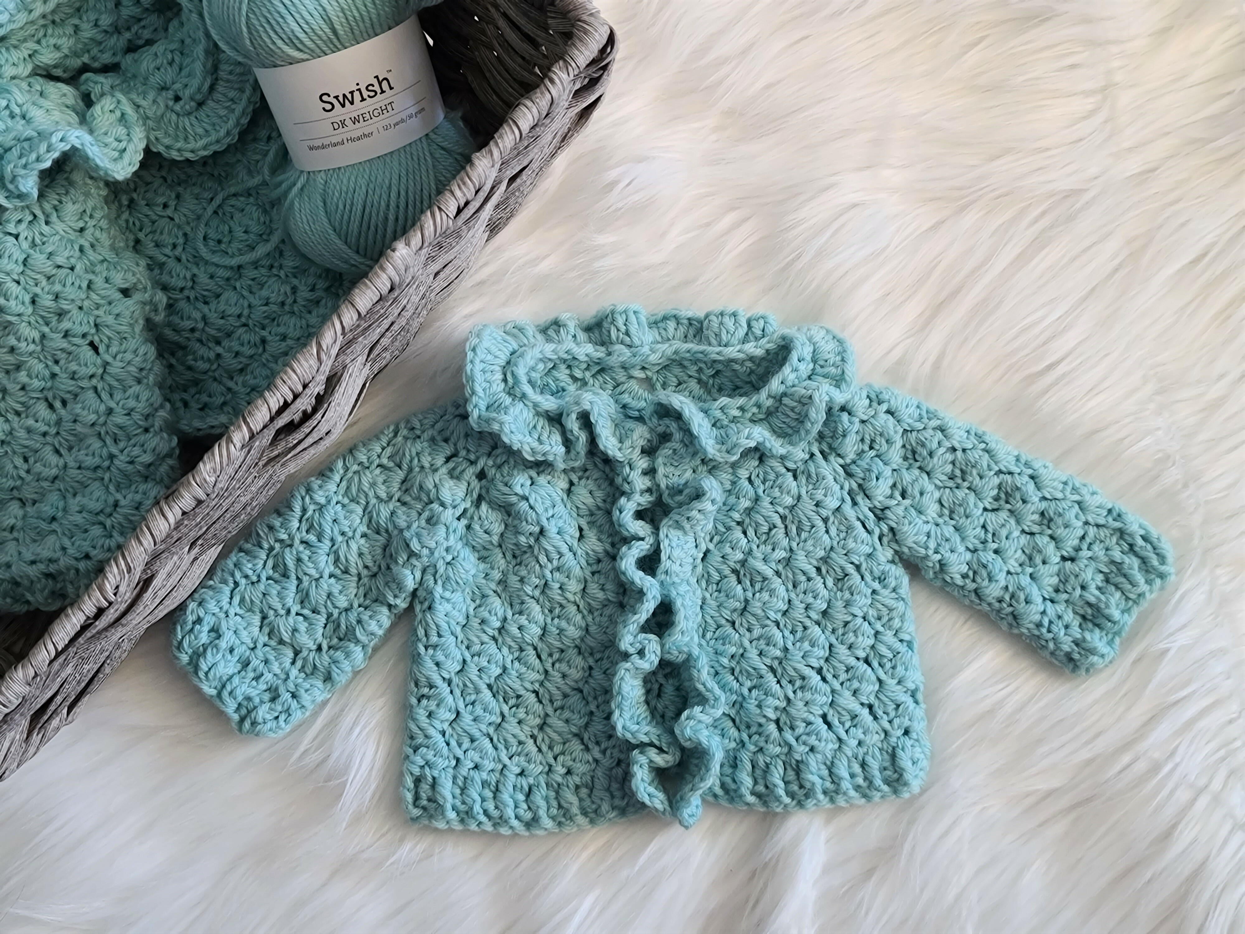 Bellflower Baby Cardigan | AllFreeCrochet.com