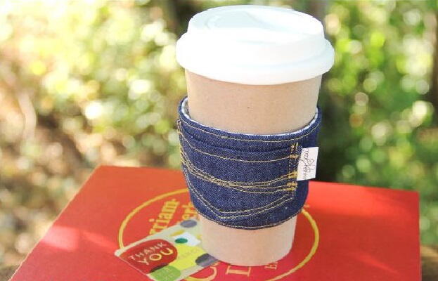 James Dean Blue Jean Coffee Cozy | AllFreeSewing.com