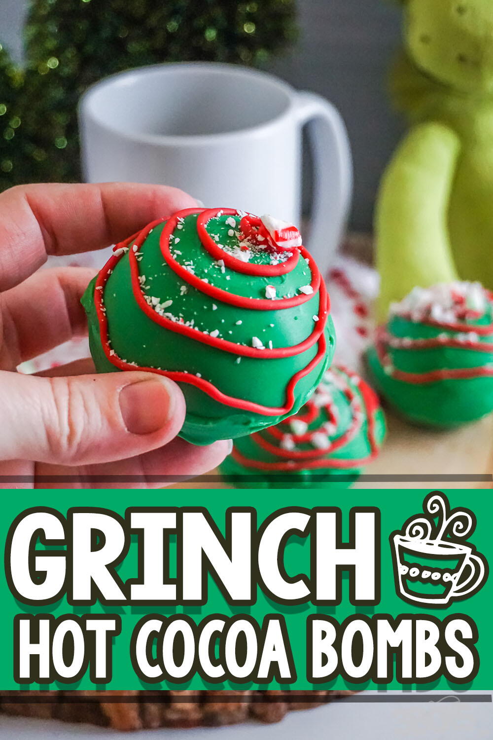 Easy Grinch Hot Cocoa Bombs | TheBestDessertRecipes.com