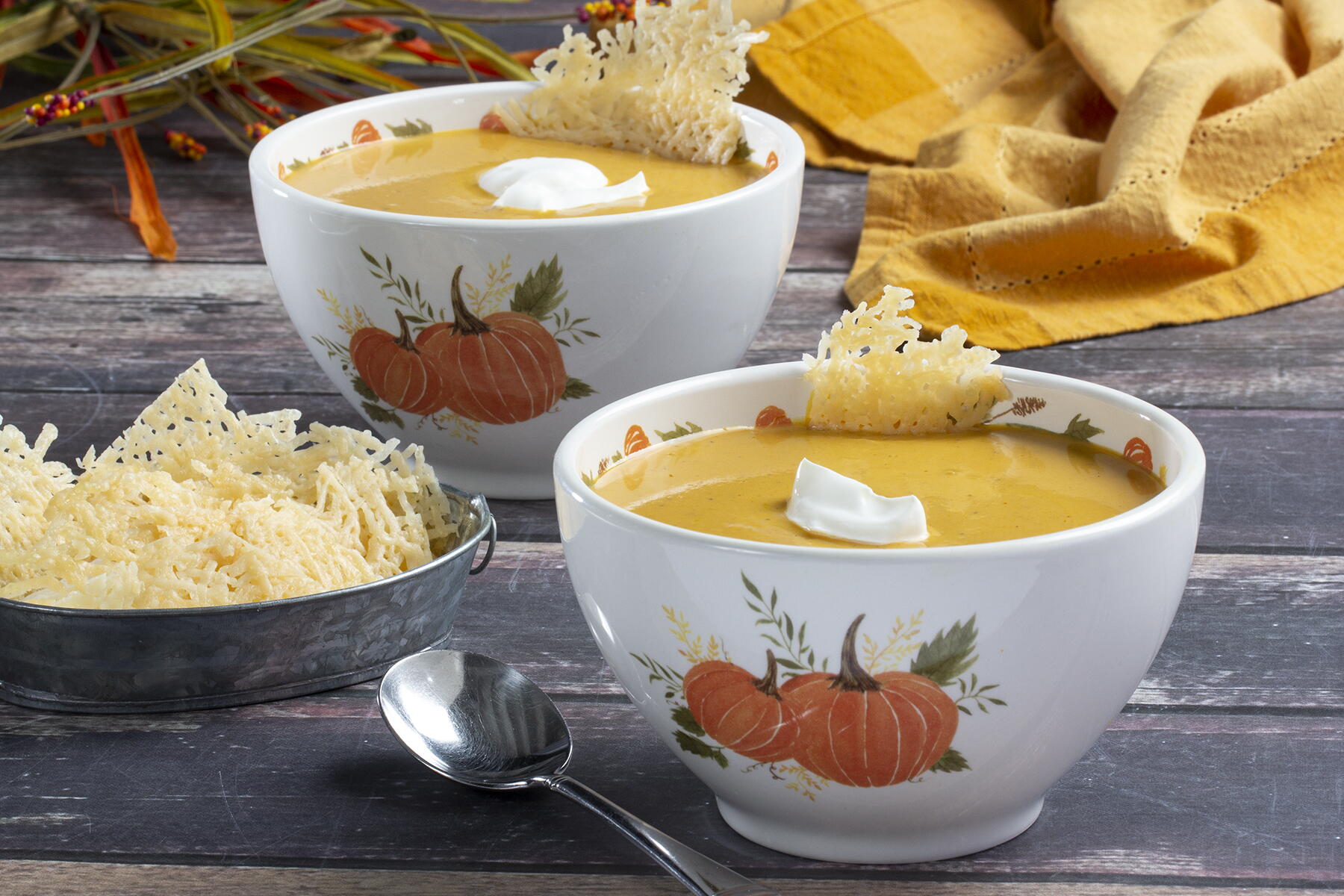 Pumpkin Patch Soup with Cheese Twills | MrFood.com