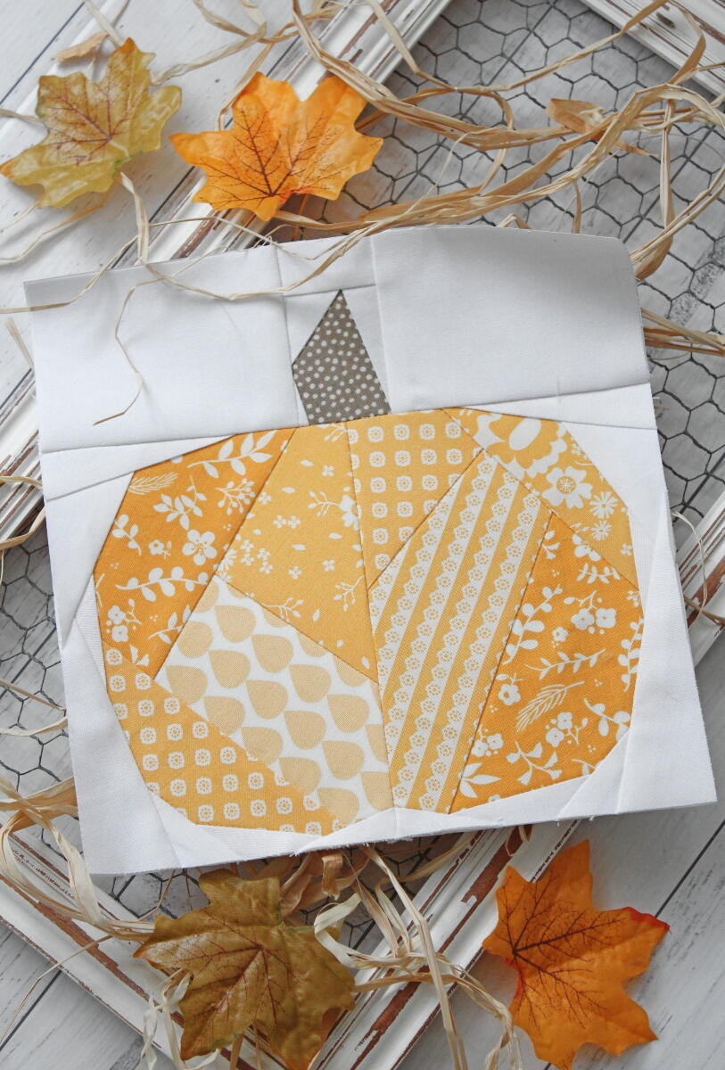 Pumpkin Quilt Block PDF Pattern | FaveQuilts.com