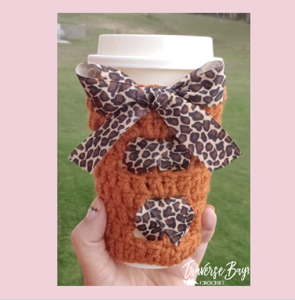 Ribbon Cup Cozy | AllFreeCrochet.com