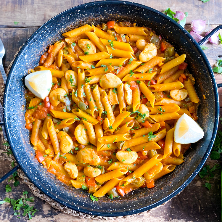 Paella-style Pasta Recipe | Spanish-inspired Pasta | One-pan Recipe ...