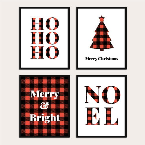 Printable Buffalo Plaid Christmas Wall Art | DIYIdeaCenter.com