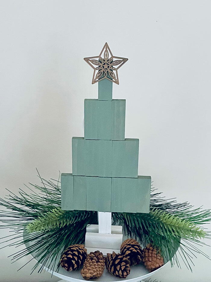 Dollar Tree Jenga Block Christmas Tree | AllFreeHolidayCrafts.com
