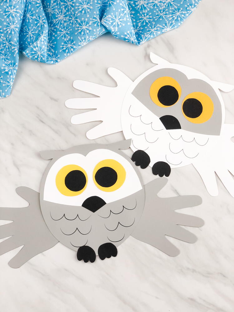 Handprint Snowy Owl Craft | AllFreeKidsCrafts.com