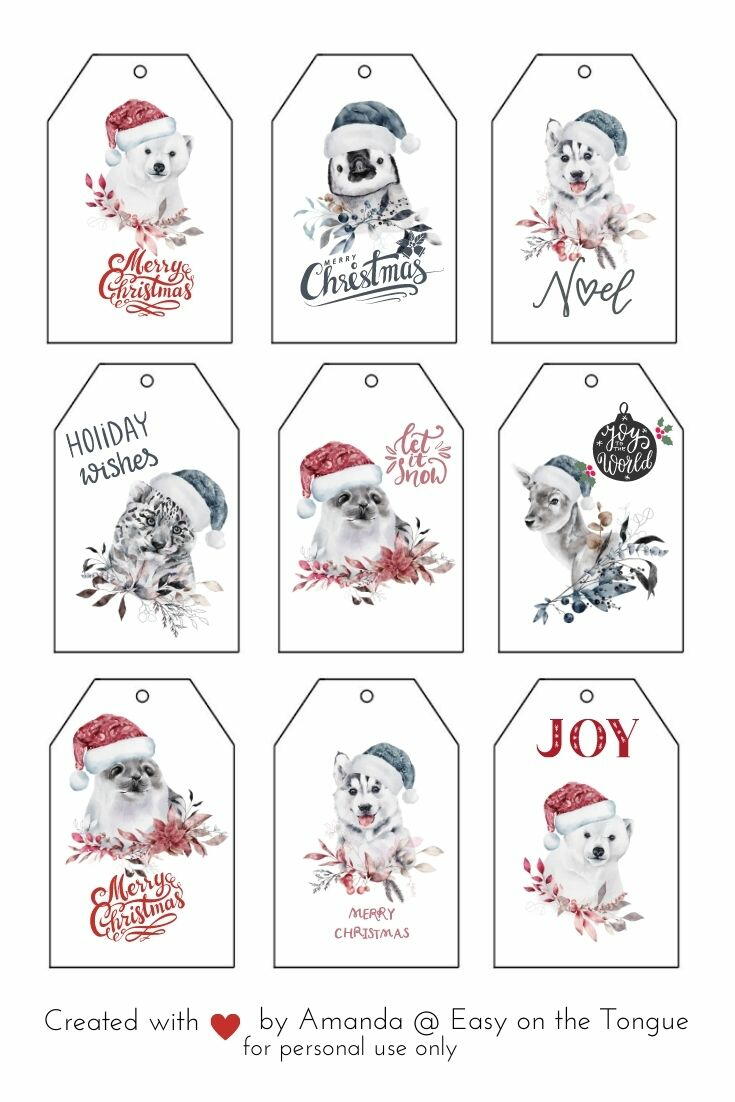 Free Snow Animal Christmas Gift Tags | AllFreeChristmasCrafts.com