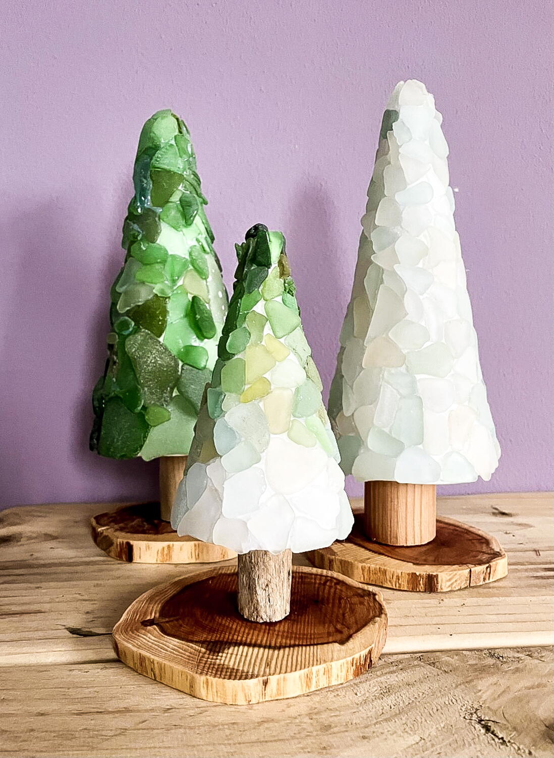 Sea Glass Christmas Trees | DIYIdeaCenter.com