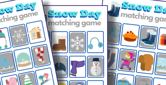 Snow Day Memory Matching Game | AllFreePaperCrafts.com