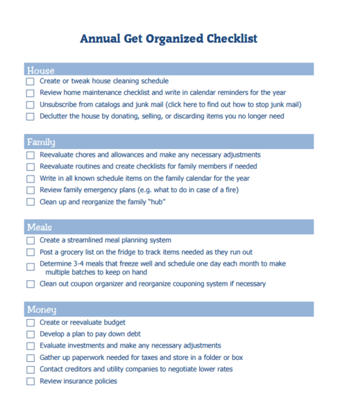 Get Organized For The Year – Printable Checklist | AllFreePaperCrafts.com