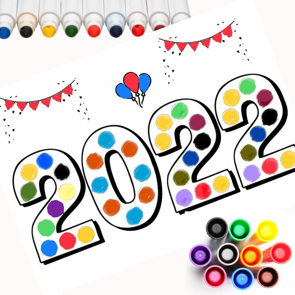 2022 Dot Painting New Year Activity For Toddlers And Preschool Kids ...