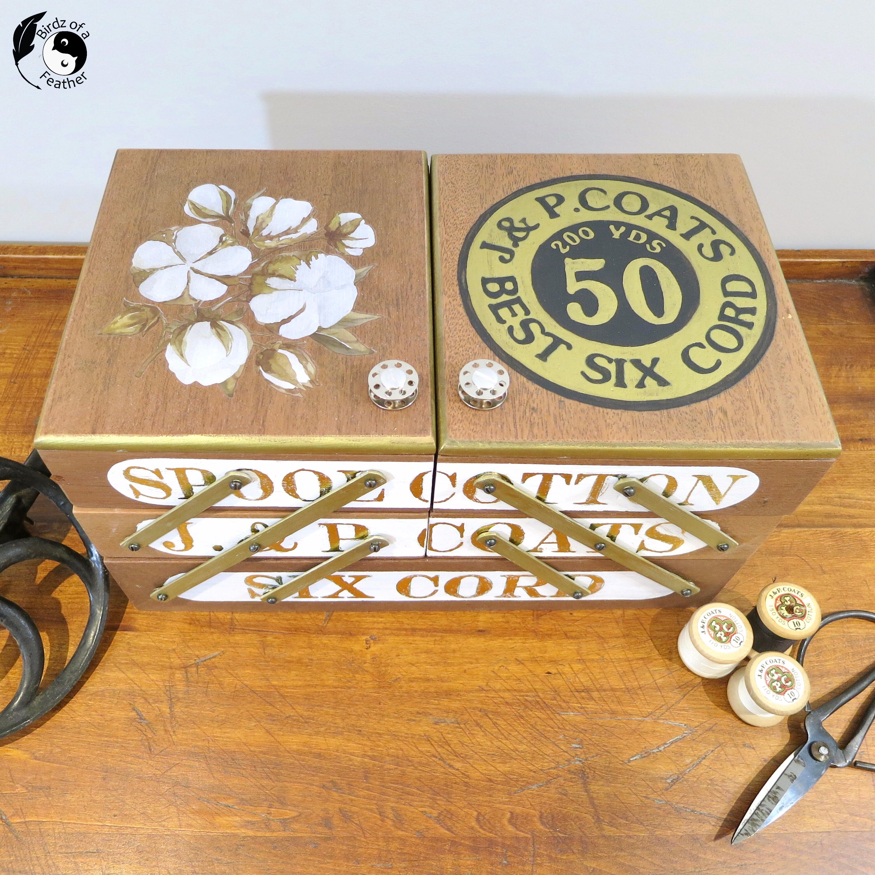 Chalk Painted Vintage Sewing Box | DIYIdeaCenter.com