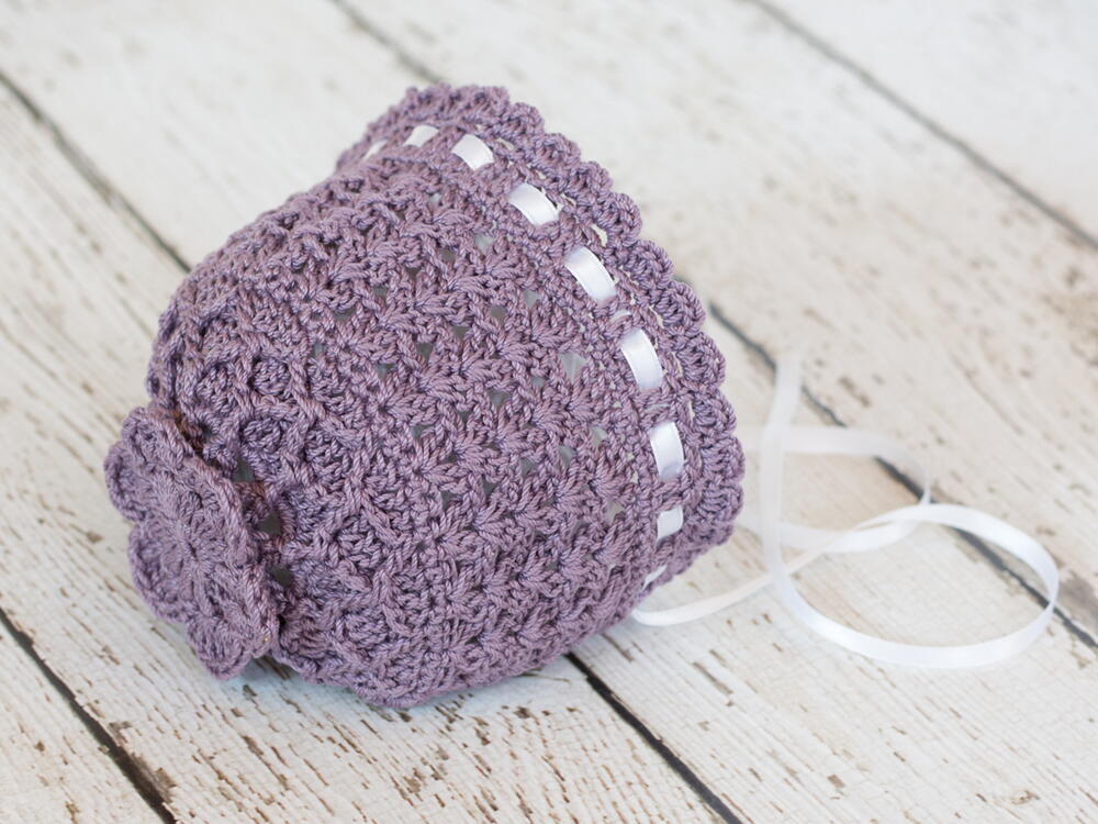 Lavender Blue Baby Bonnet | FaveCrafts.com