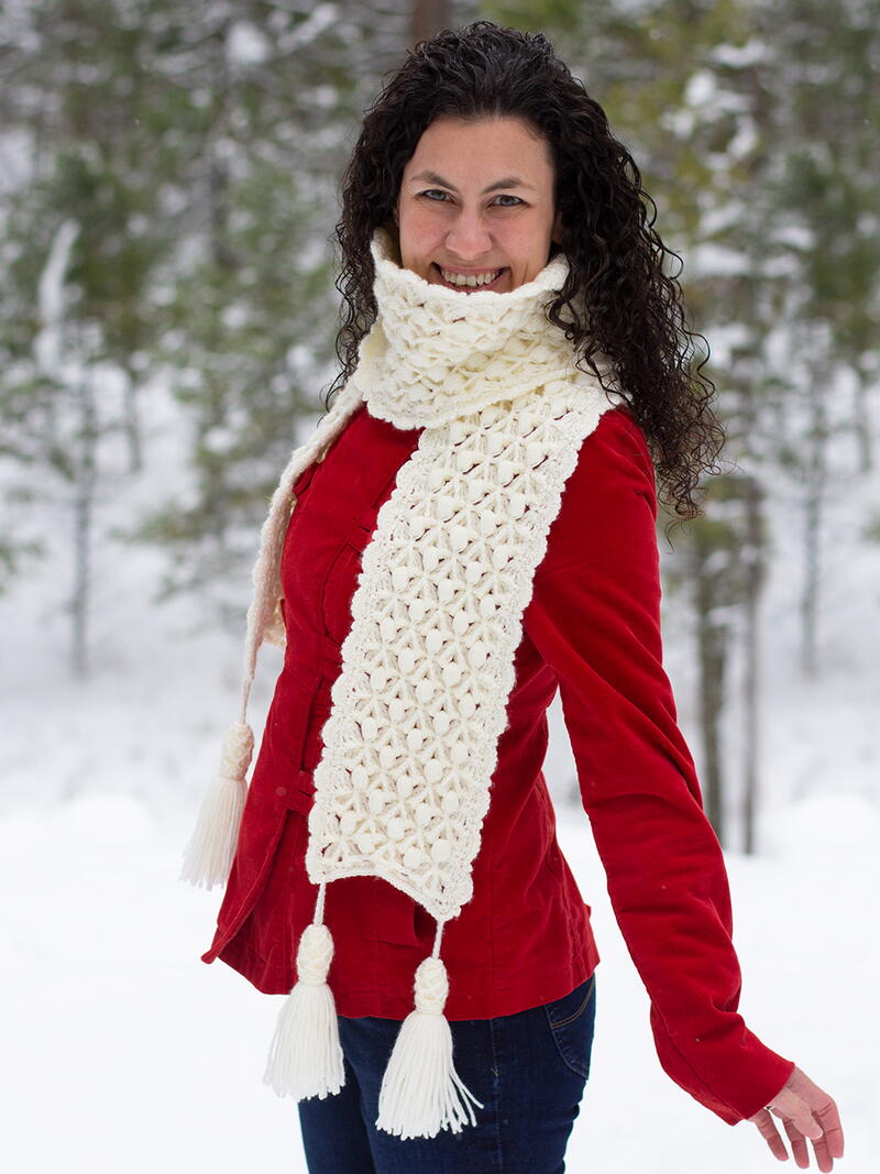 Snowberries A Luxurious Winter Scarf | AllFreeCrochet.com