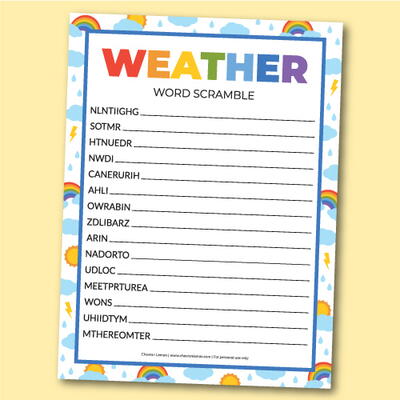 Printable Weather Word Scramble | DIYIdeaCenter.com