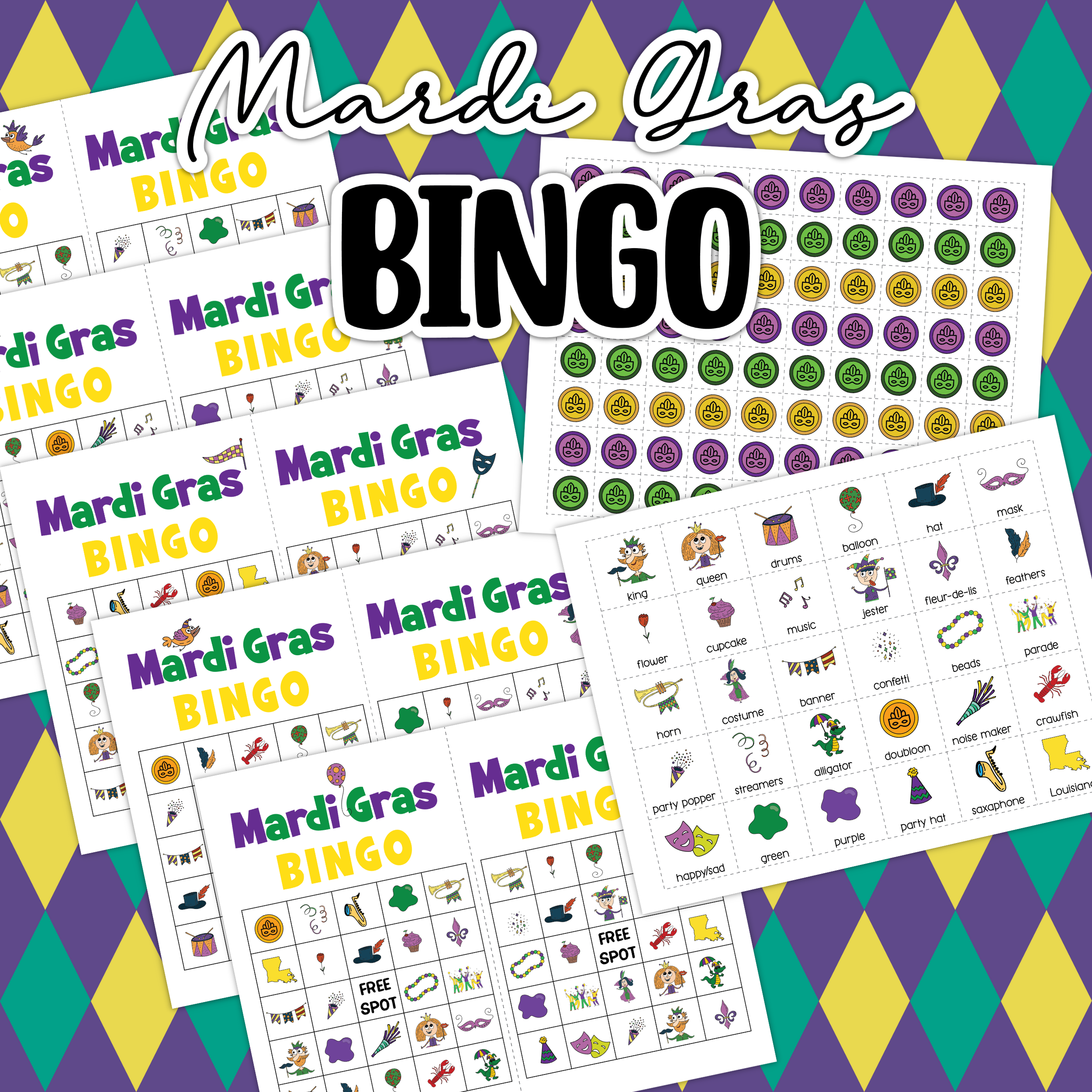 Mardi Gras Bingo For Kids | AllFreeKidsCrafts.com