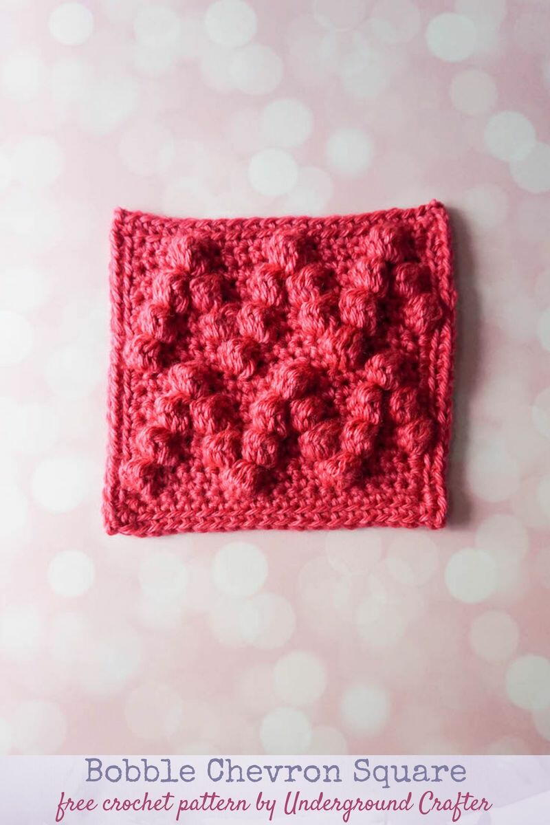 Bobble Chevron Square | AllFreeCrochet.com