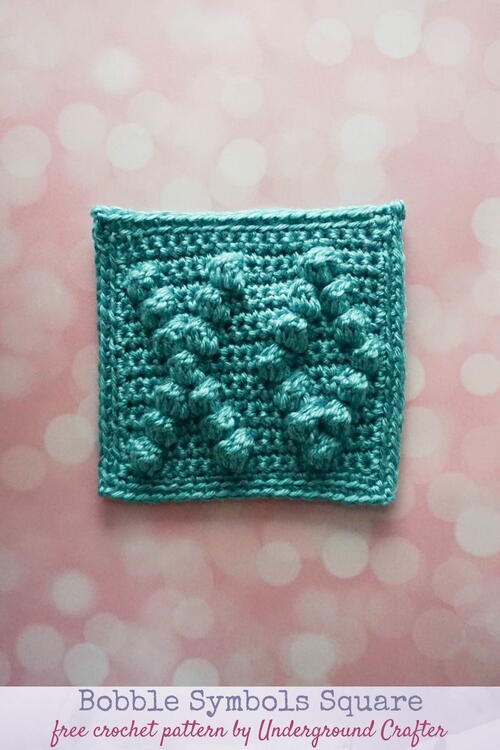 Bobble Symbols Square | AllFreeCrochetAfghanPatterns.com