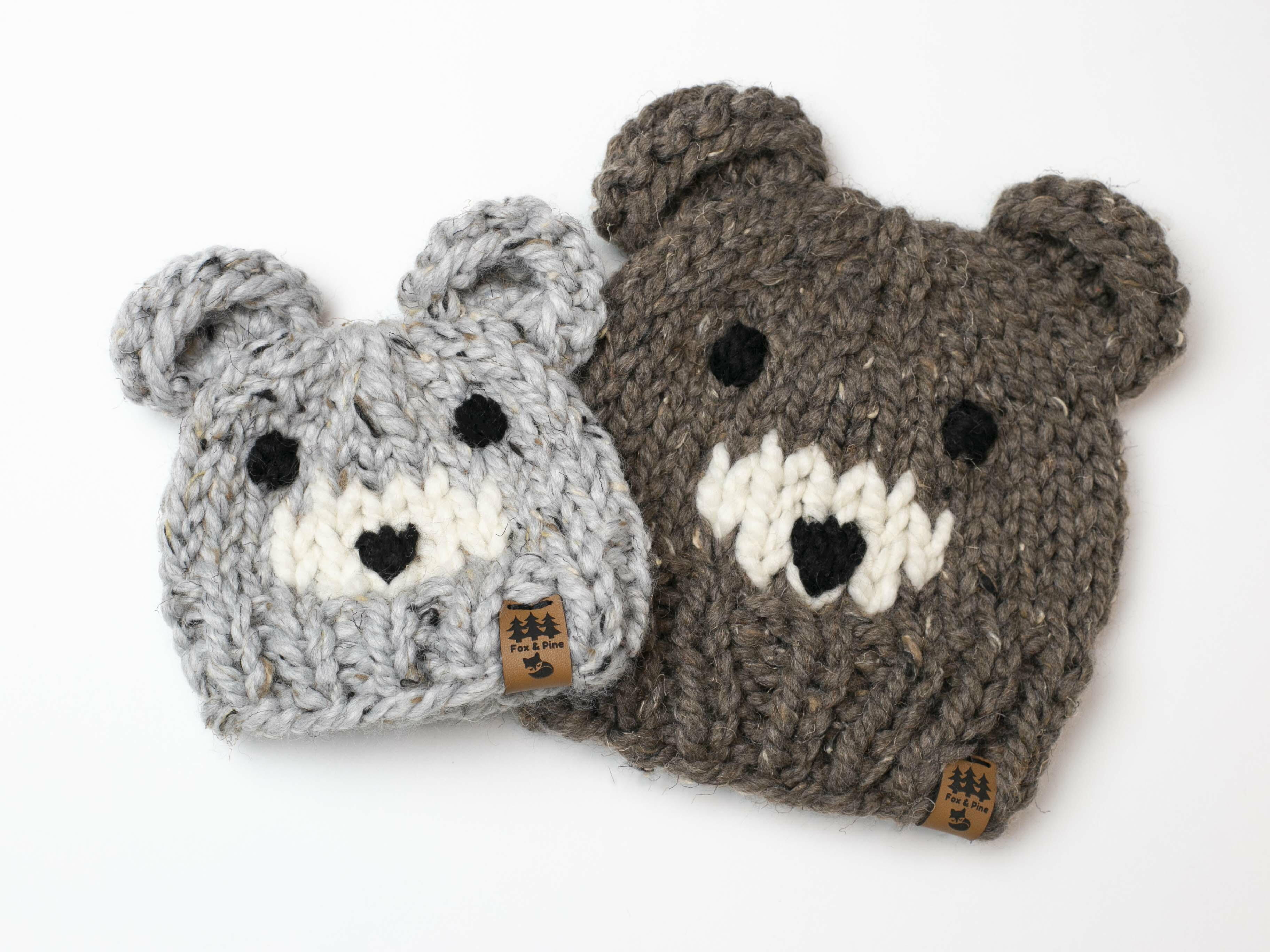 Bear Ears Face Toque Winter Beanie Hat | AllFreeKnitting.com