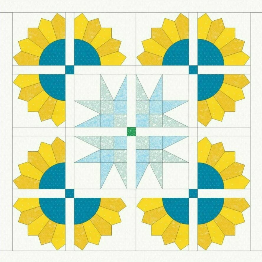 Peace for Ukraine Sunflower Quilt Pattern (Free!) | AllFreeSewing.com
