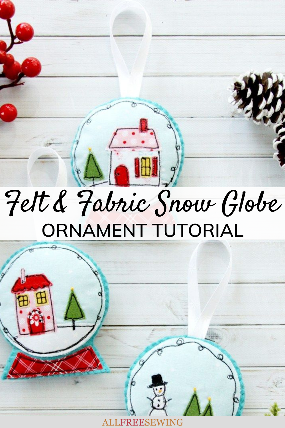 Felt and Fabric Snow Globe DIY Ornament | AllFreeSewing.com