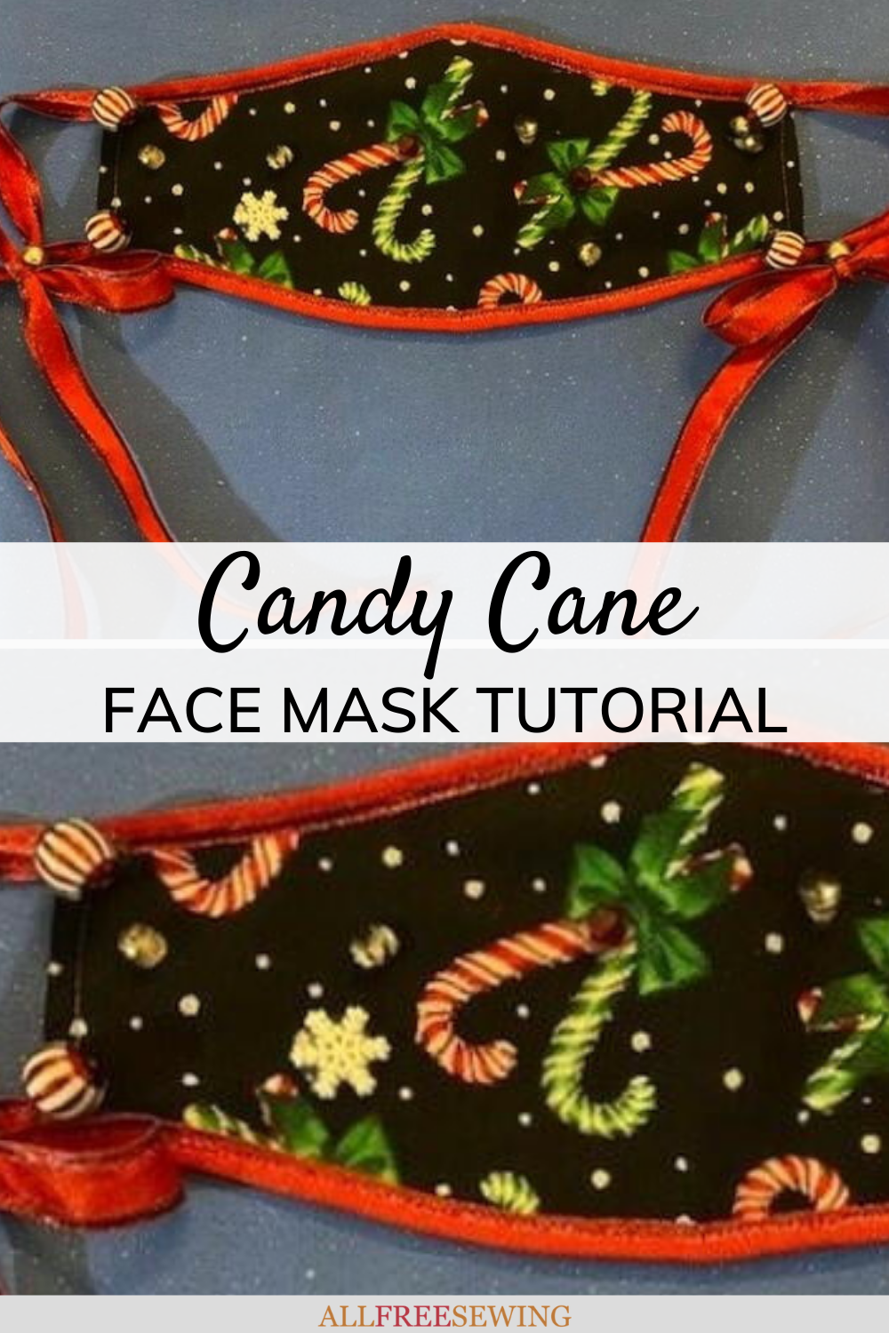 Candy Cane Christmas Face Mask Tutorial | AllFreeSewing.com